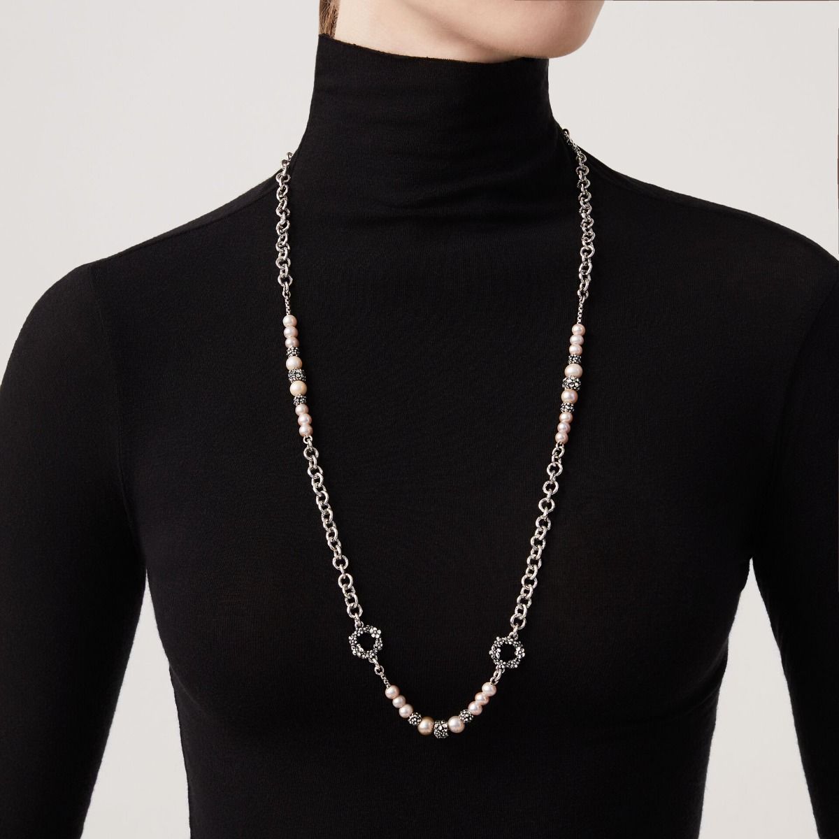 Giovanni Raspini / Floral / collana lunga Blossom / argento e perle ...