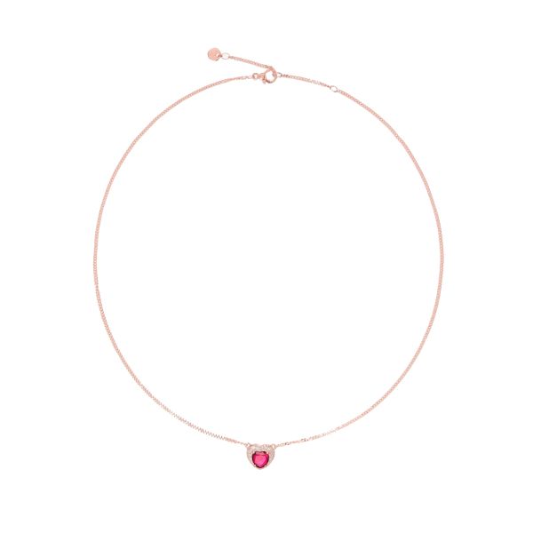 DoDo / Cuore / collana cuore / oro rosa 9 kt, diamanti bianchi e rubino ...